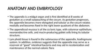 The appendix, appendicitis and it's management | PPTX
