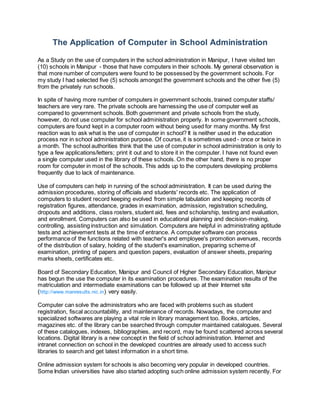 The application of computer in school administration | DOCX
