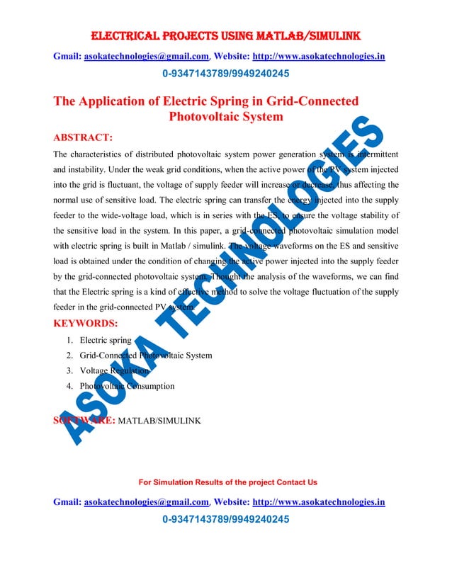 The Application of Electric Spring in Grid-Connected Photovoltaic System | PDF