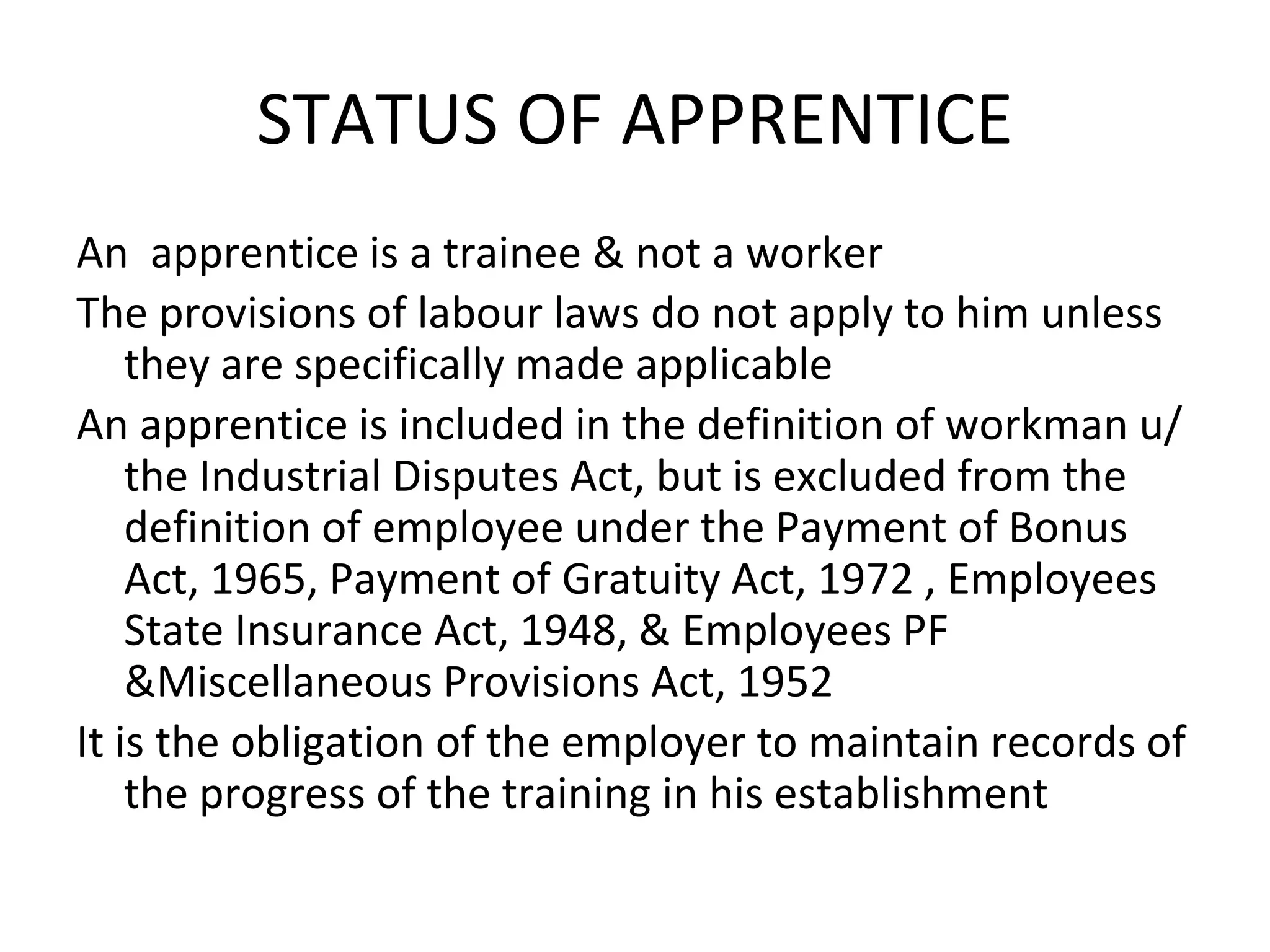the apprentices act, 1961 | PPTX