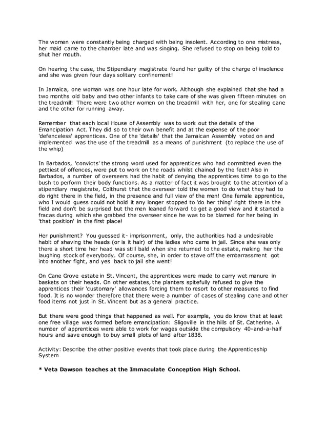 CSEC History The apprenticeship system 1834 | DOCX