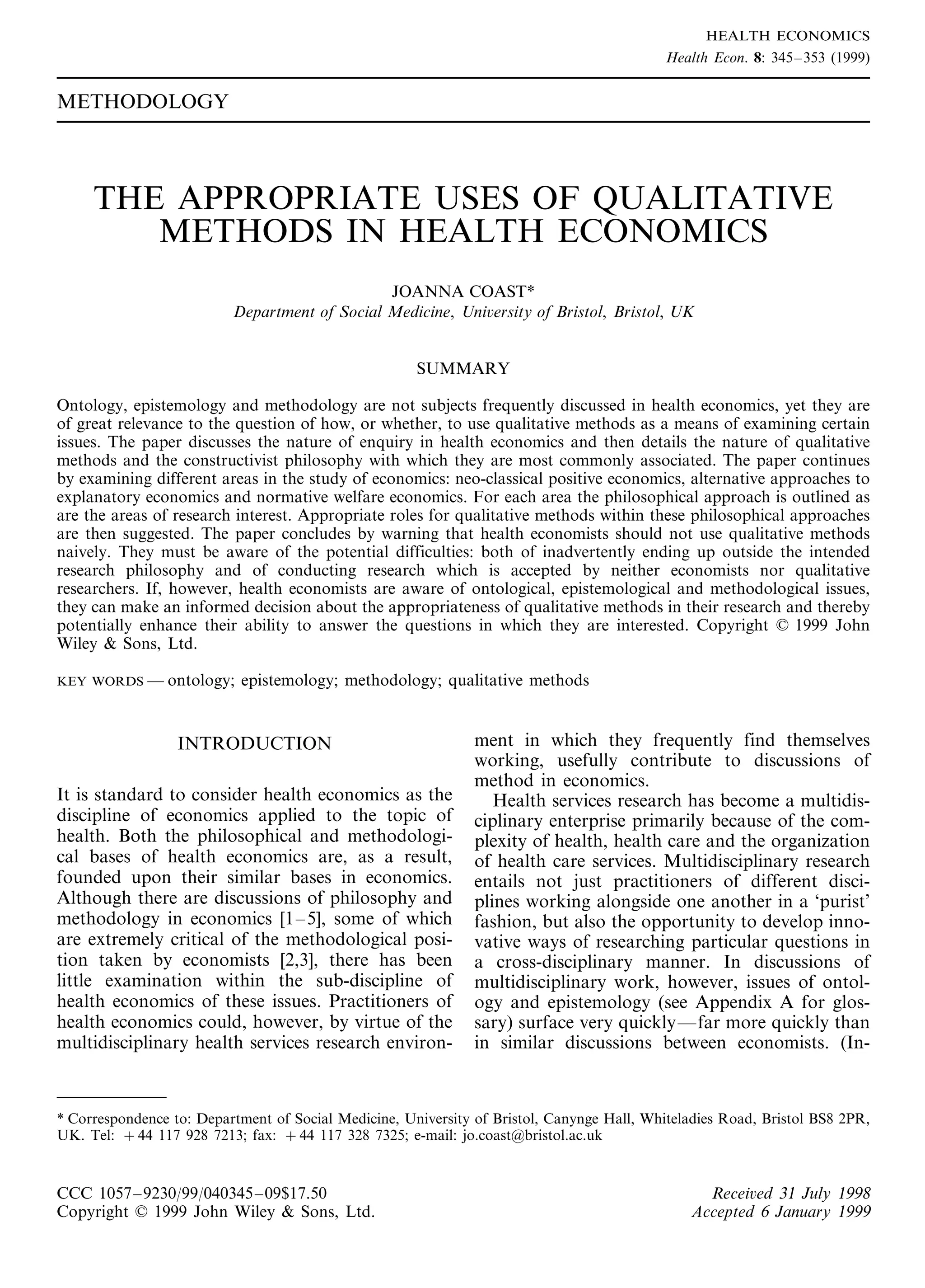 The approriate uses of qualitative methods | PDF
