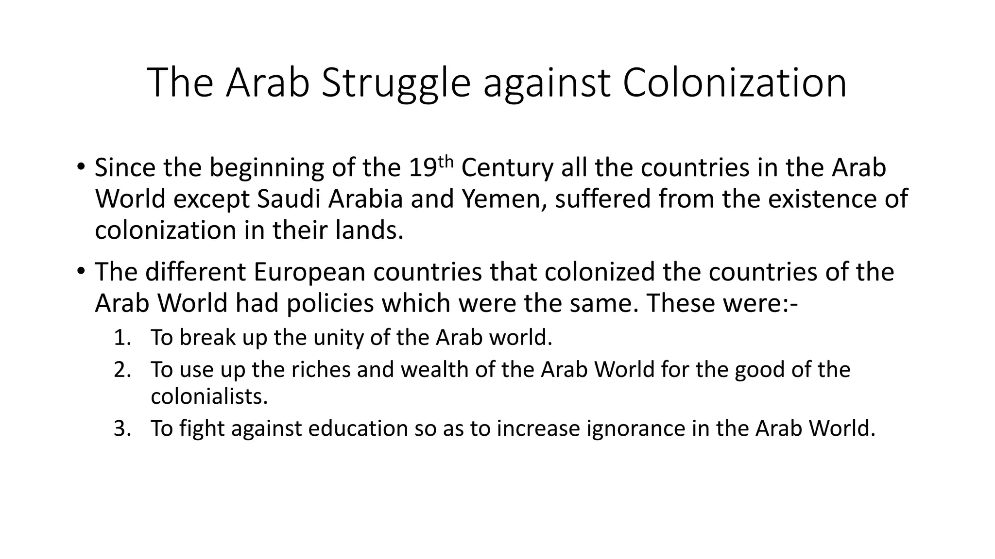 The arab and colonization | PPT