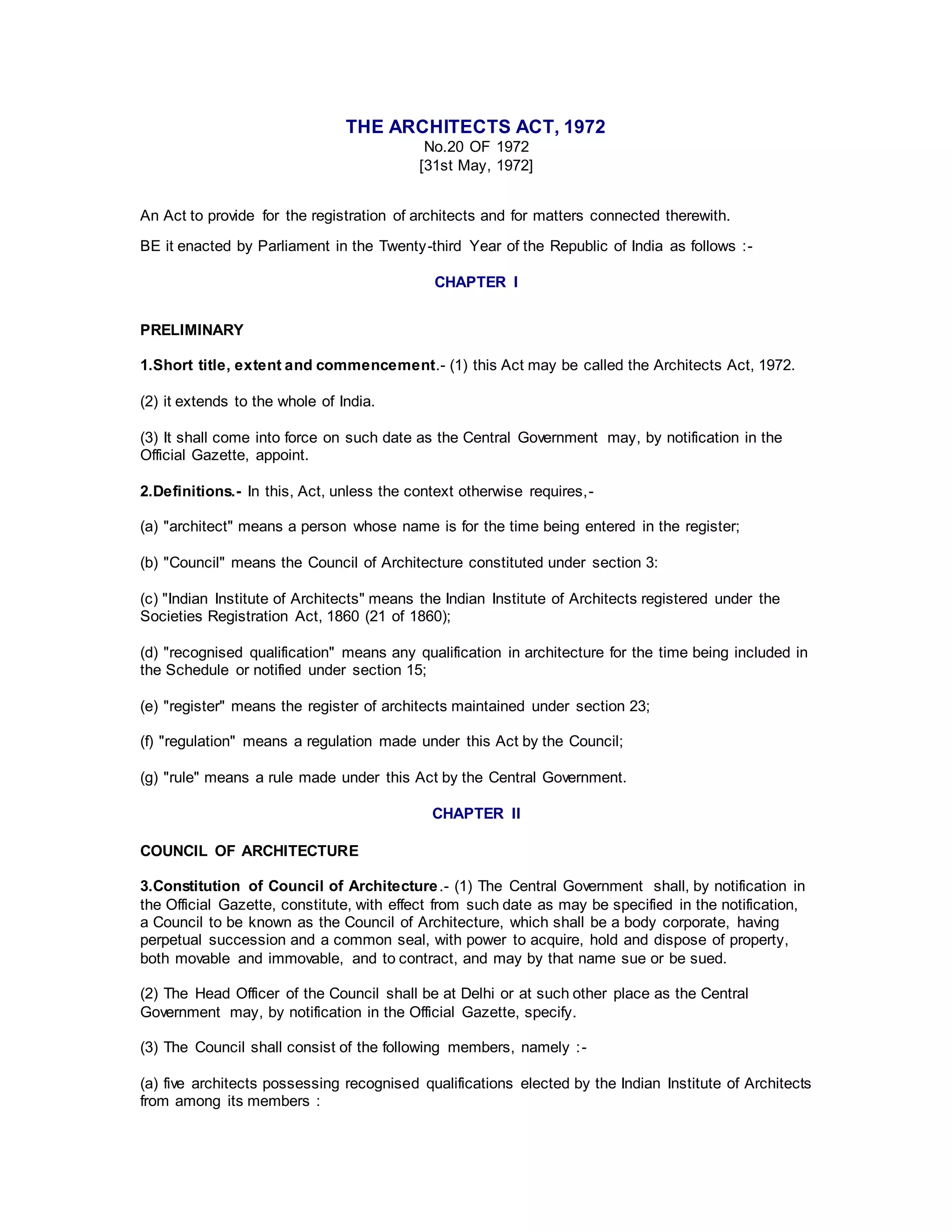 The architects act | DOC