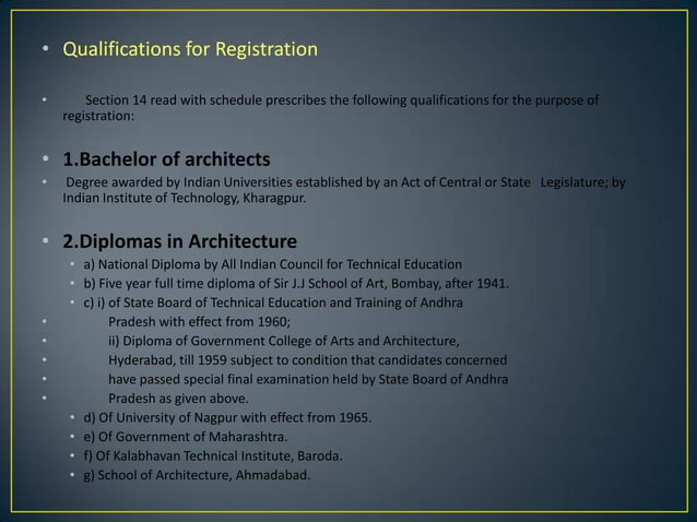 The architects act, 1972 | PPTX | Professional School | Postgraduate ...