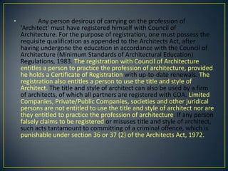 The architects act, 1972 | PPTX
