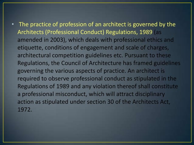 The architects act, 1972 | PPTX | Professional School | Postgraduate ...