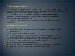 The architects act, 1972 | PPTX