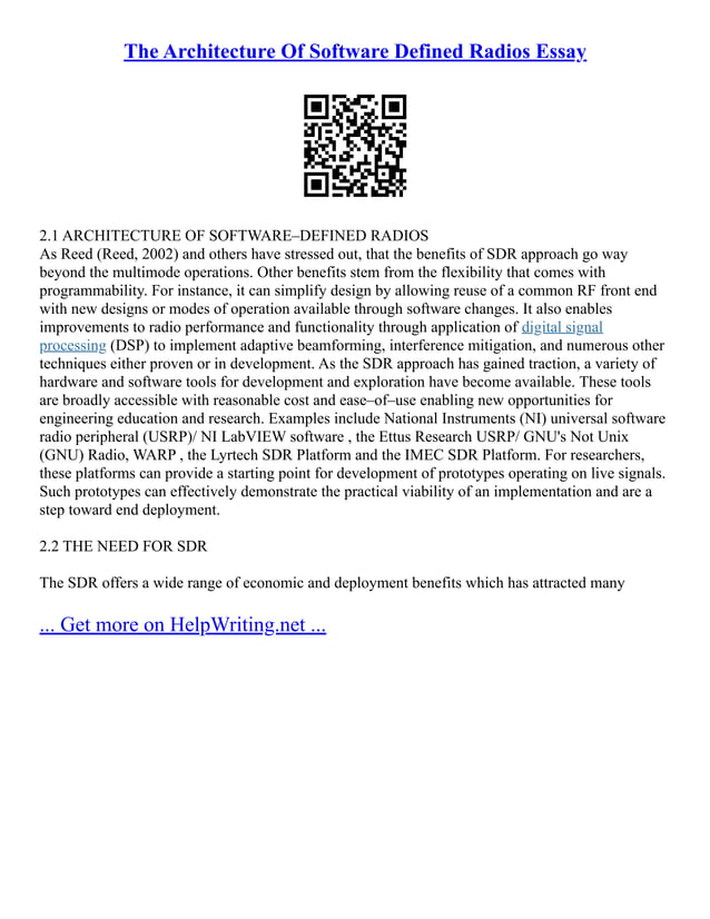 The Architecture Of Software Defined Radios Essay | PDF | Computing | Technology & Computing