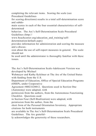 The Arc’s Self-Determination Scale Adolescent Version.docx
