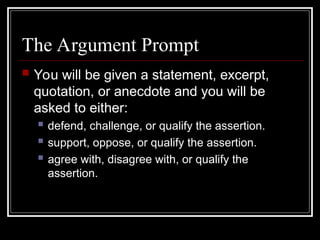AP Language and Composition - The Argument Essay Powerpoint | PPT