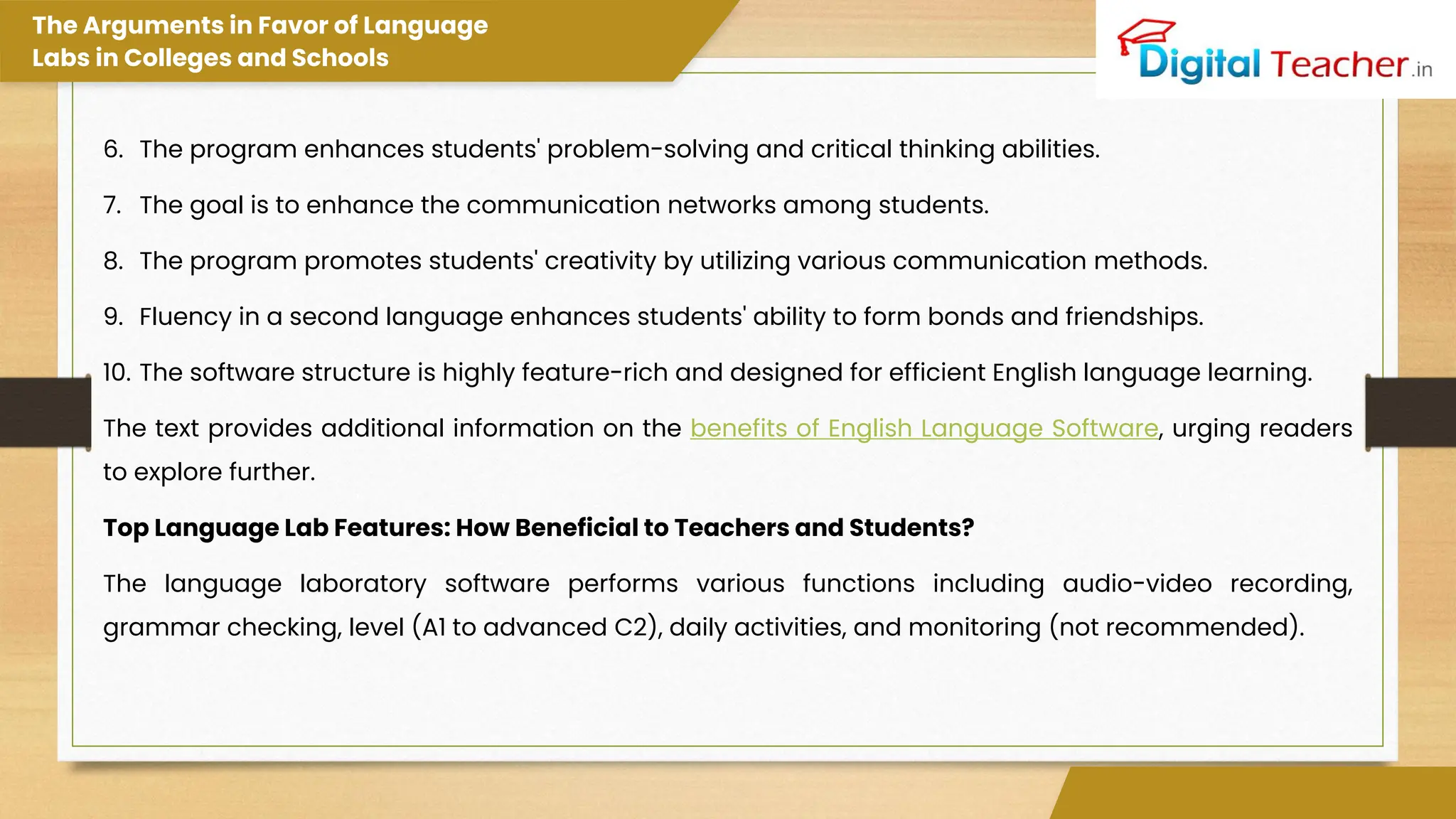 The Arguments in Favor of Language Labs in Colleges and Schools | PPT