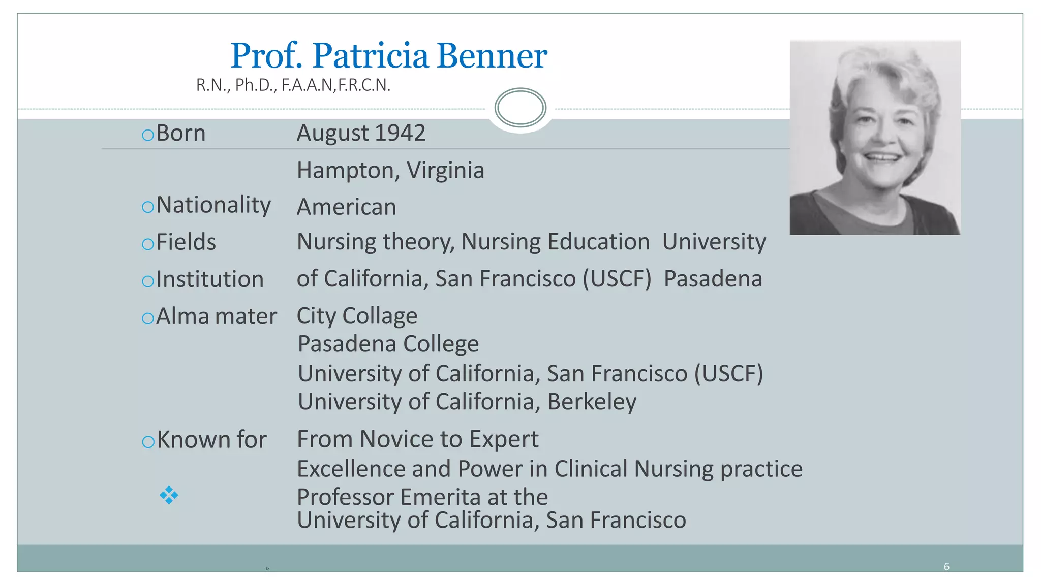 .Dr. Patricia Benner novice to expert theory | PPTX