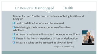 .Dr. Patricia Benner novice to expert theory | PPTX