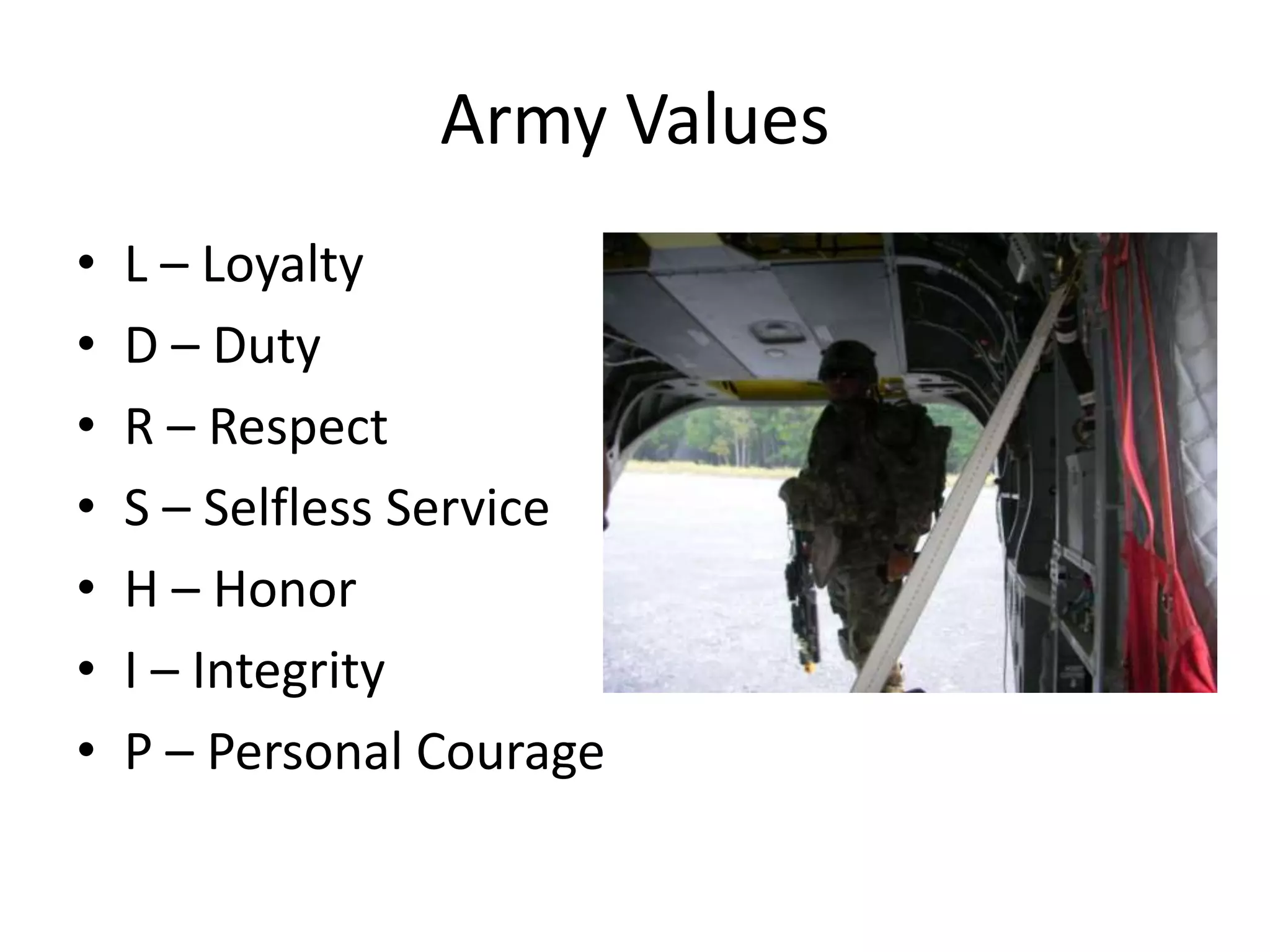The army values storyboard | PPTX