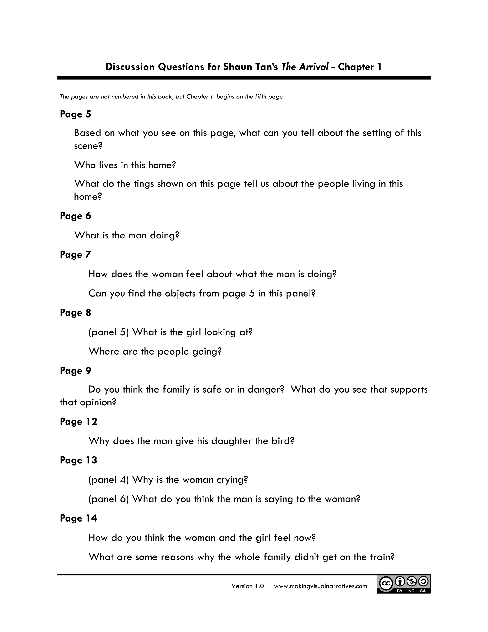 The Arrival Discussion Questions - Chapter 1 | PDF