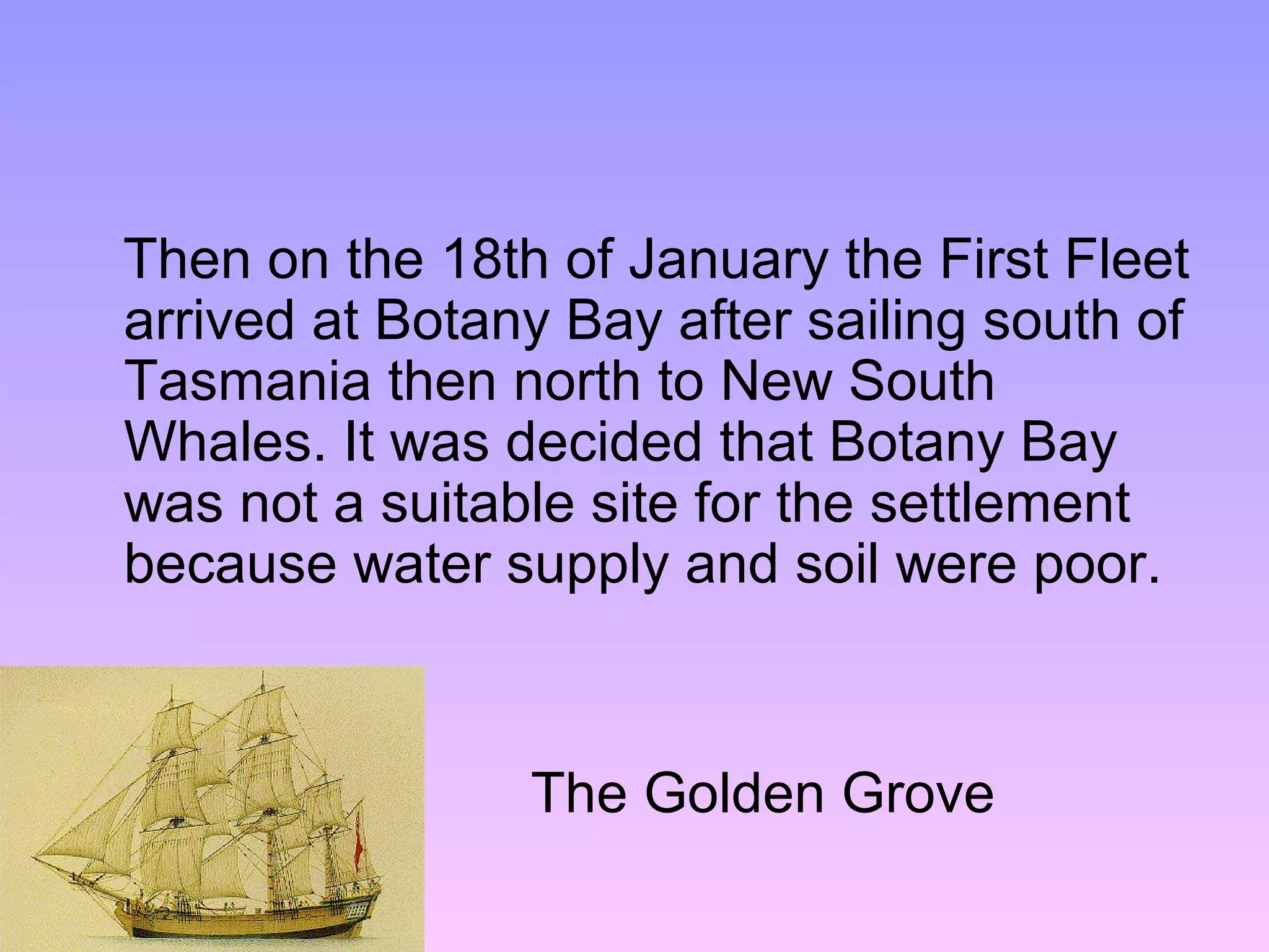The Arrival of the First Fleet by Olivia | PPT