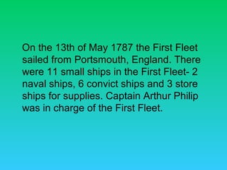 The Arrival of the First Fleet by Olivia | PPT