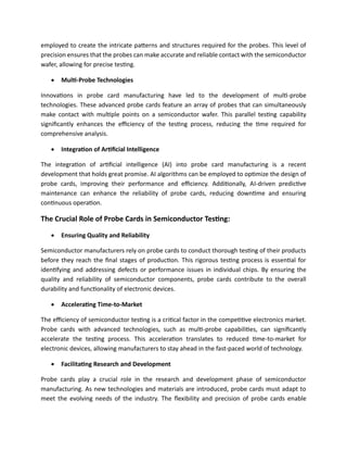 The Art and Science Behind Probe Card Manufacturer in USA | PDF