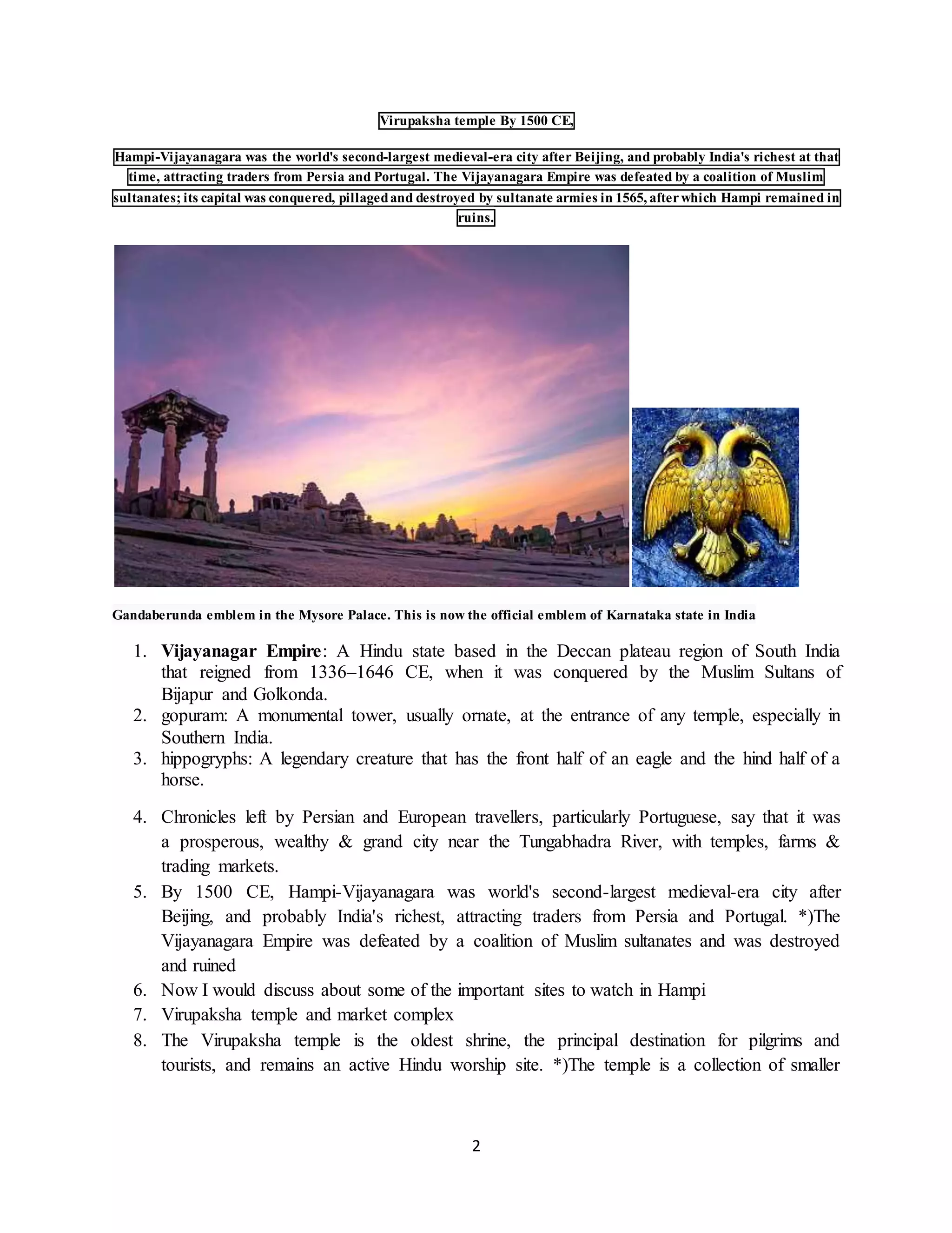 The art &architecture of the vijaynagar empire | DOCX