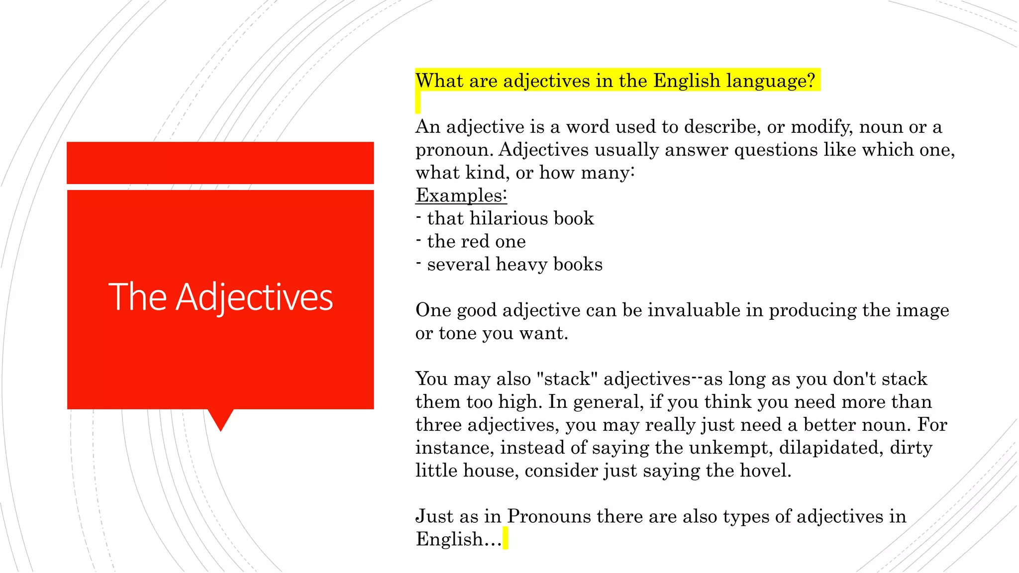 The articles and adjectives | PPTX