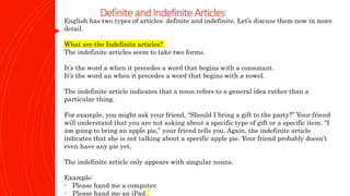 The articles and adjectives | PPTX