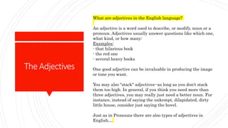 The articles and adjectives | PPTX