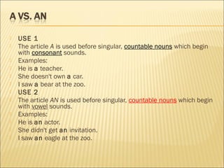 The articles in the english language | PPT