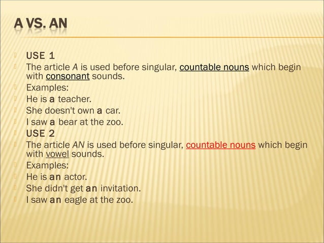 The articles in the english language | PPT