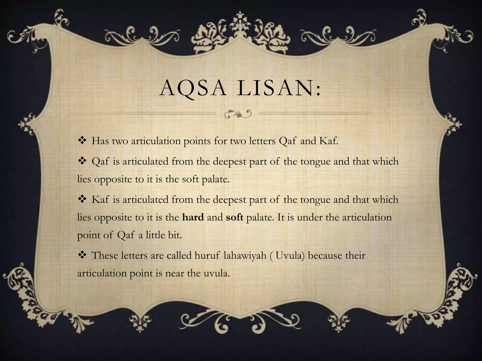 The articulation points of the arabic alphabet part3 | PPTX