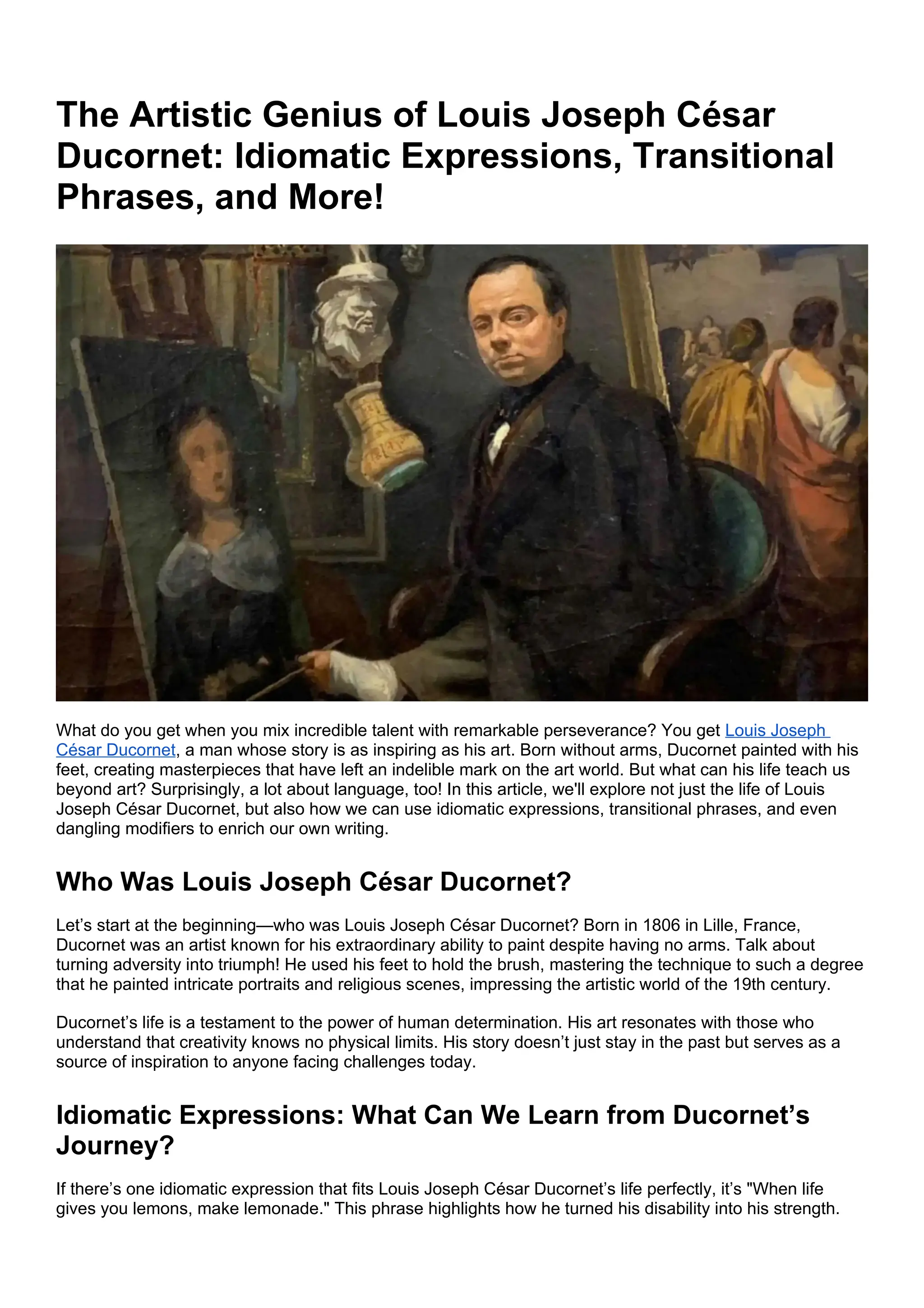 The Artistic Genius of Louis Joseph César Ducornet_ Idiomatic Expressions, Transitional Phrases ...