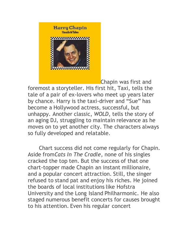 The art & legacy of harry chapin | PDF