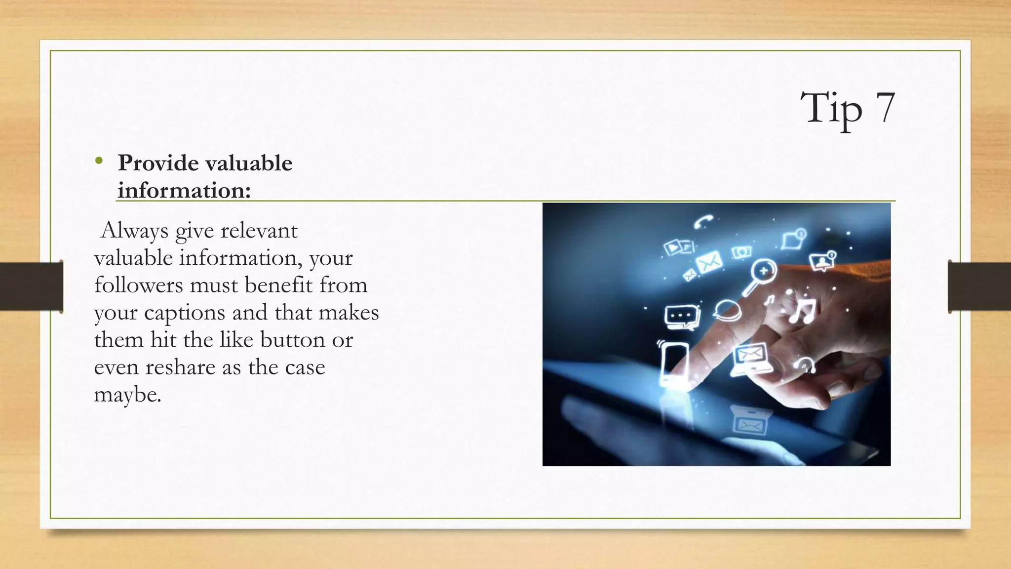 The art of caption: 10 Tips to better captioning on social media | PPTX