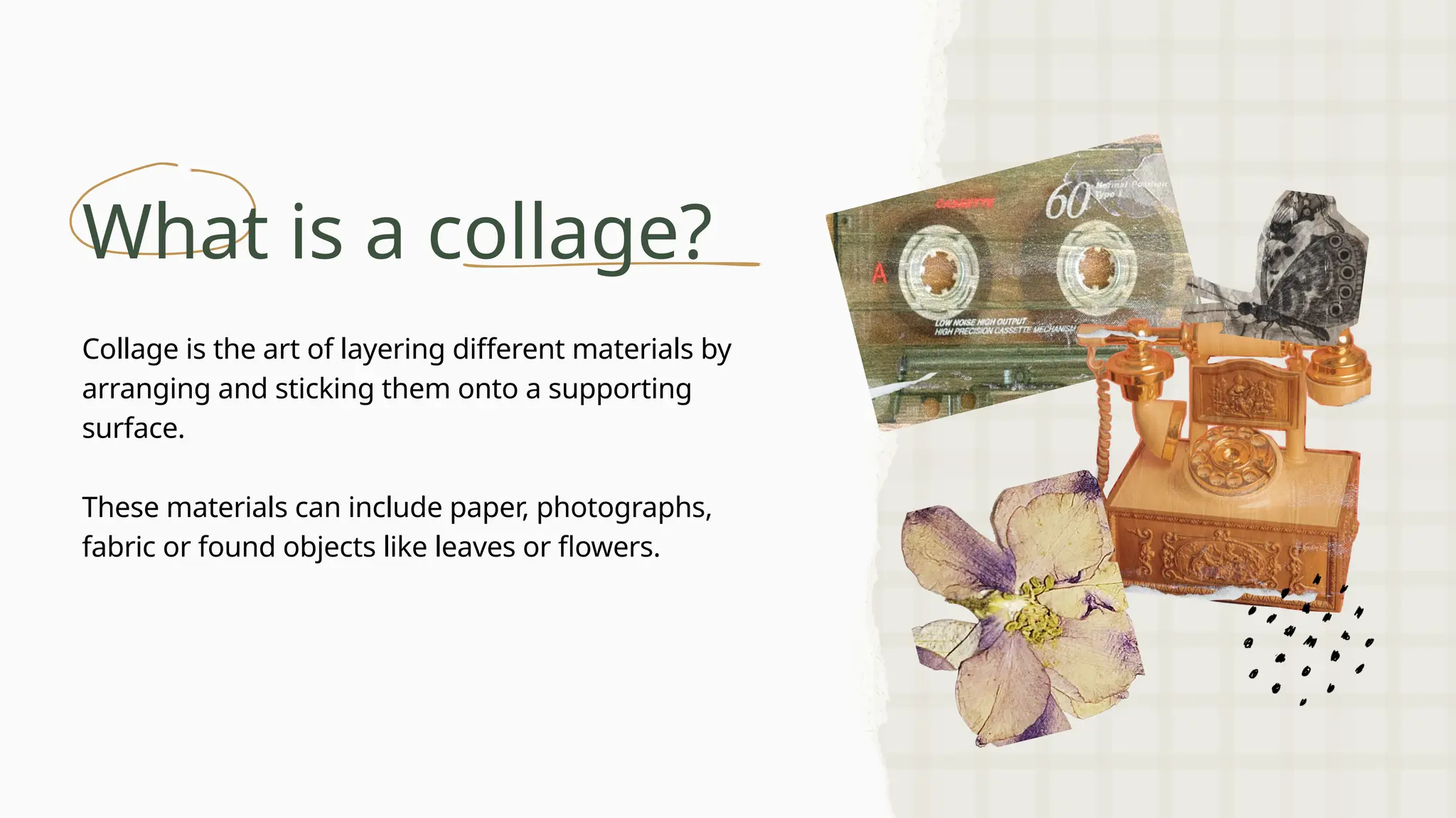 The Art Of Collage Education Presentation In Beige Gold Collage