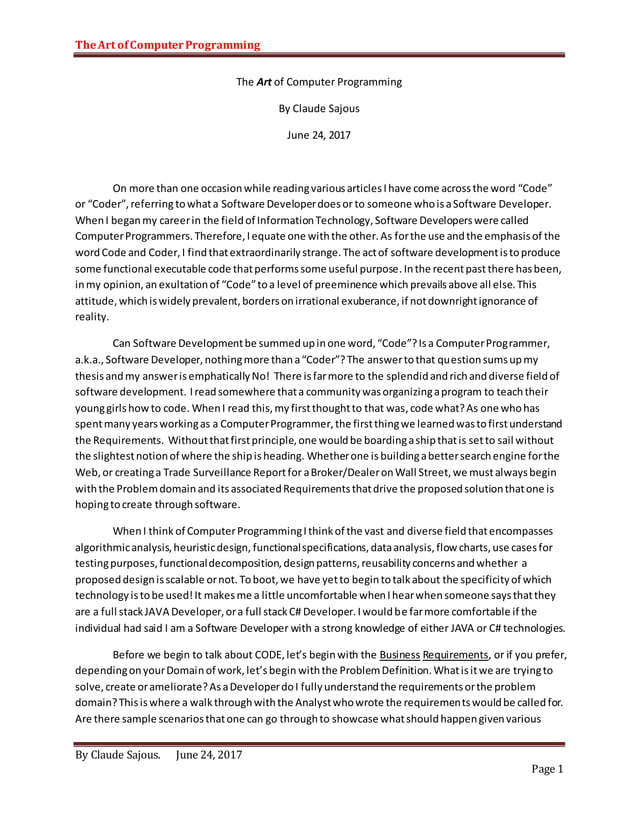 The art of computer programming | DOCX