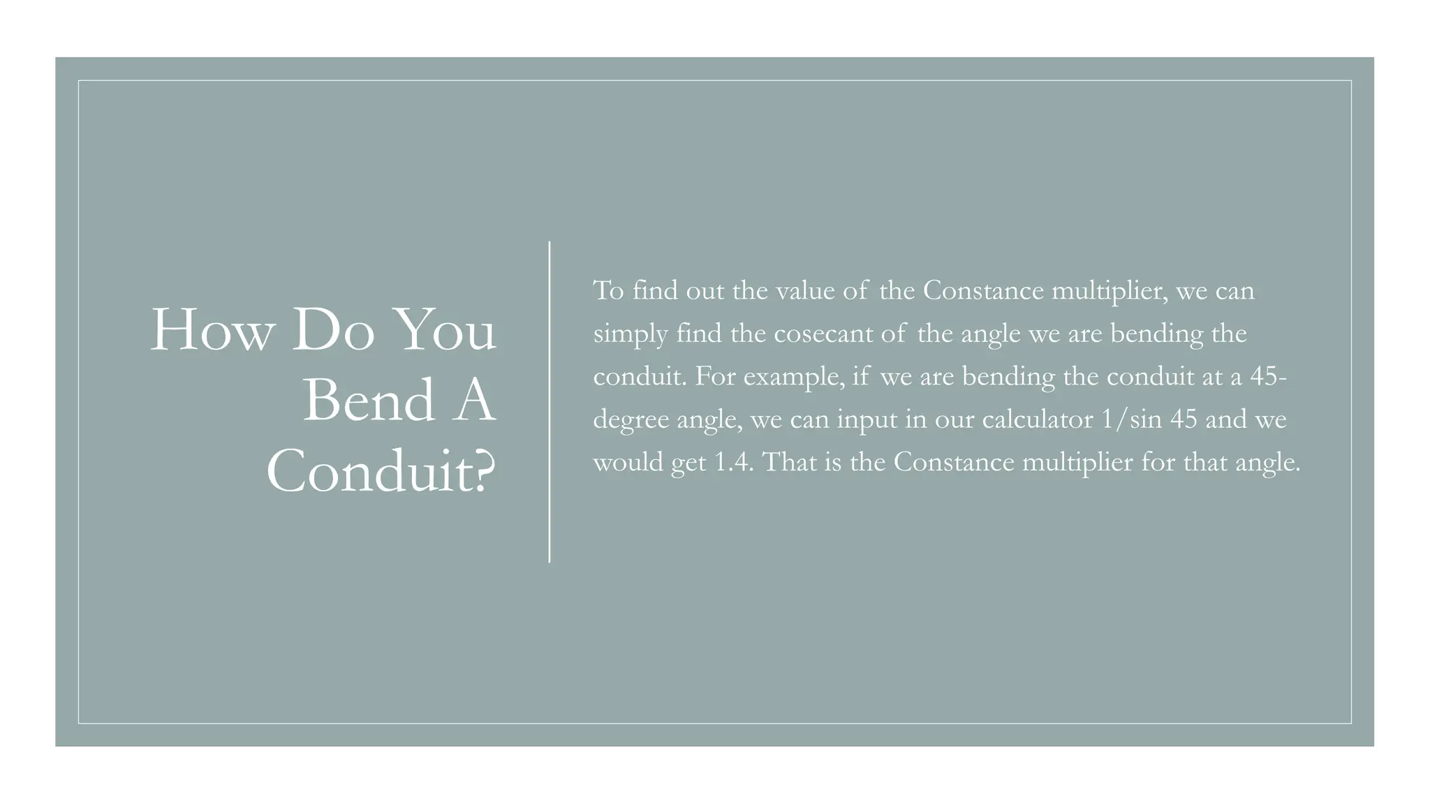 The Art of Conduit Bending - Physics and Trigonometry Principles ...