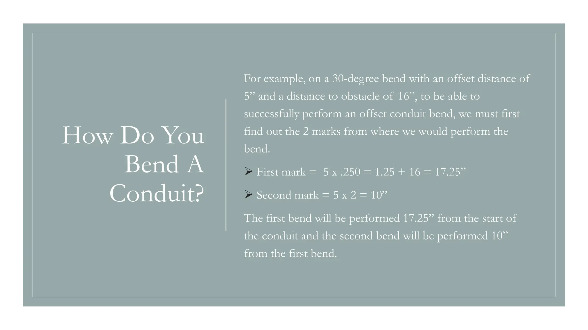 The Art of Conduit Bending - Physics and Trigonometry Principles ...
