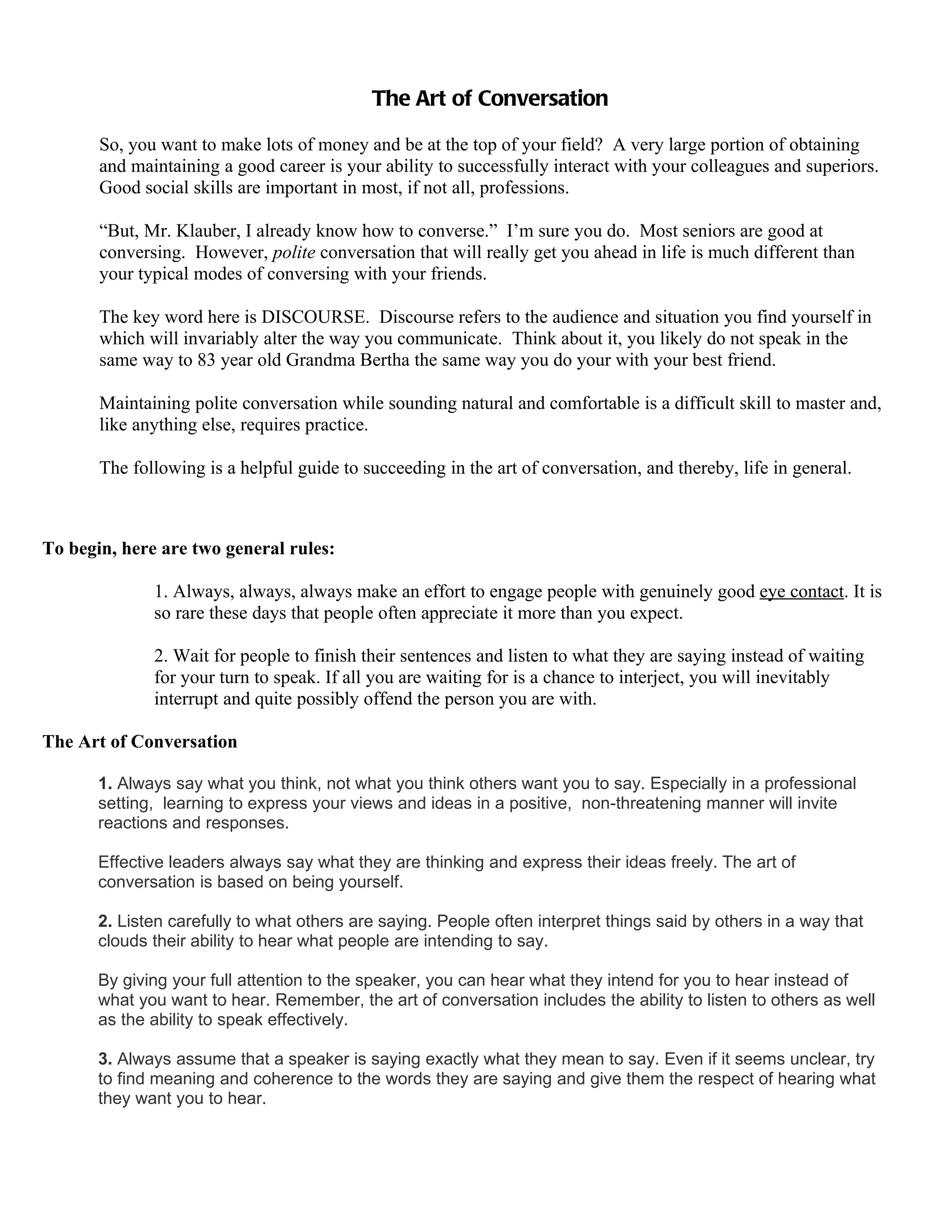 The art of conversation | PDF