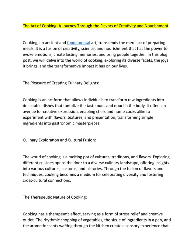 The Art of Cooking.pdf | Cooking | Food & Drink