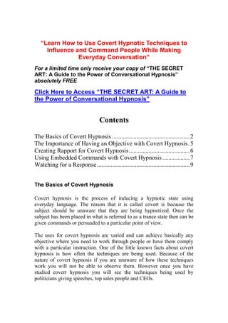 The Art of Covert Hypnosis pdf | PDF