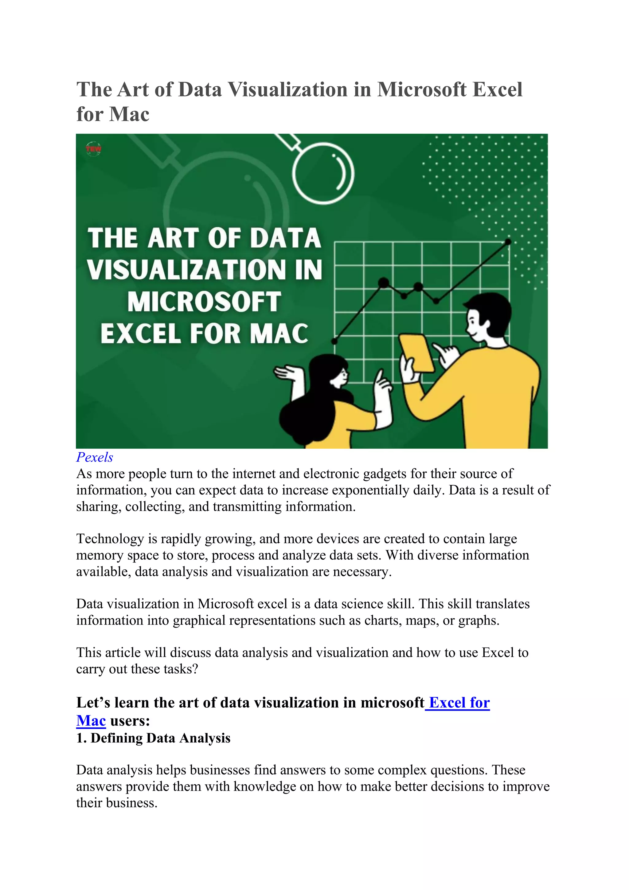 The Art of Data Visualization in Microsoft Excel for Mac.pdf | Free ...