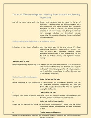 The Art of Effective Delegation: Unlocking Team Potential and Boosting ...