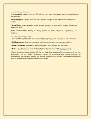 The Art of Effective Delegation: Unlocking Team Potential and Boosting ...