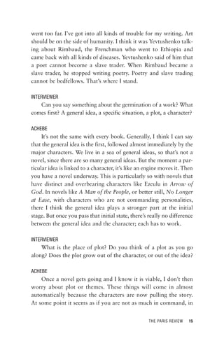 The Art of Fiction, A Paris Interview with Chinua Achebe | PDF