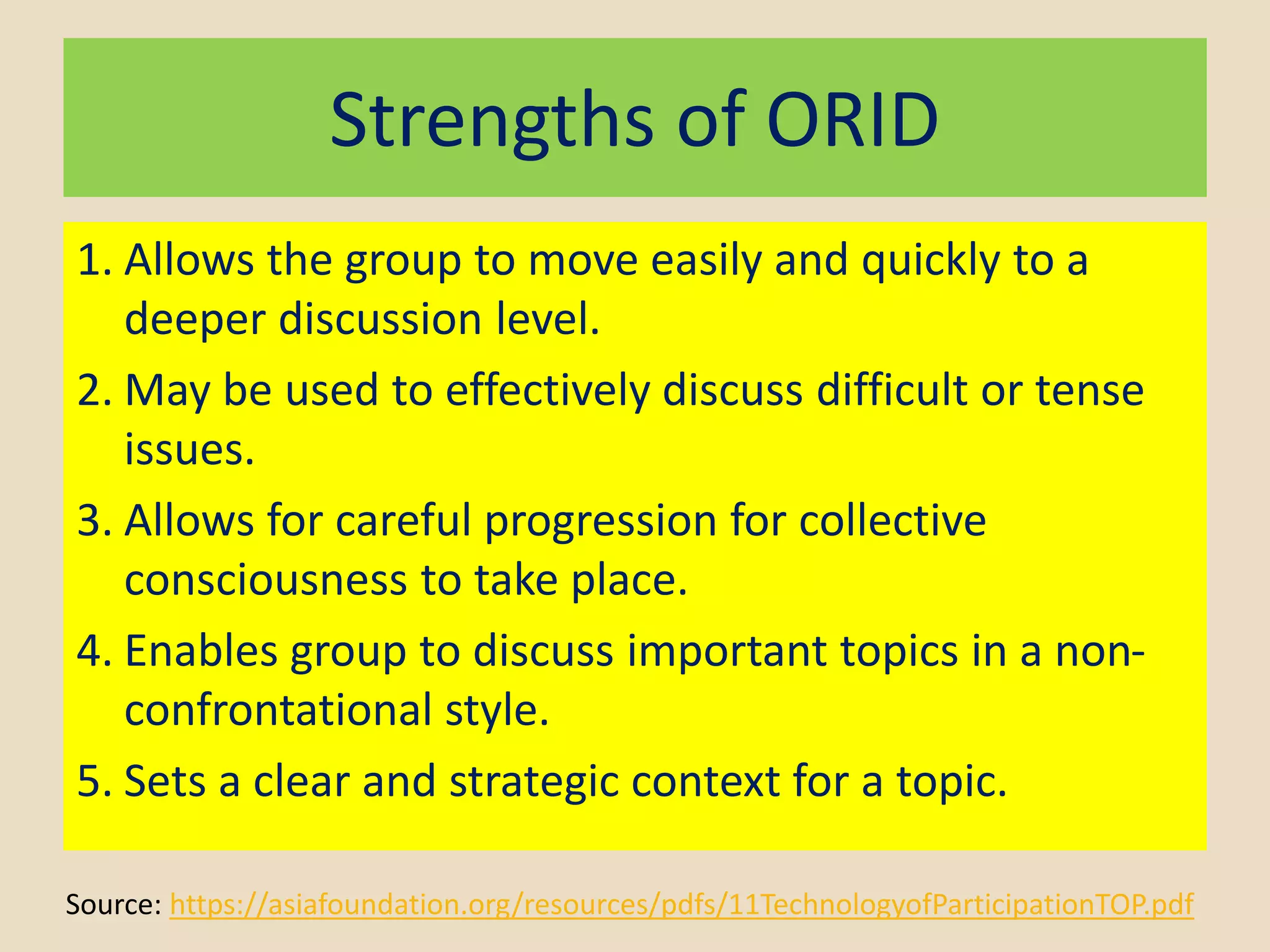 The Focused Conversation Method - ORID | PPT