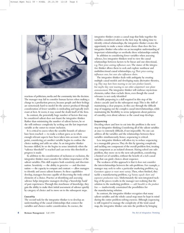 The art of integrative thinking | PDF | Business | Business and Finance