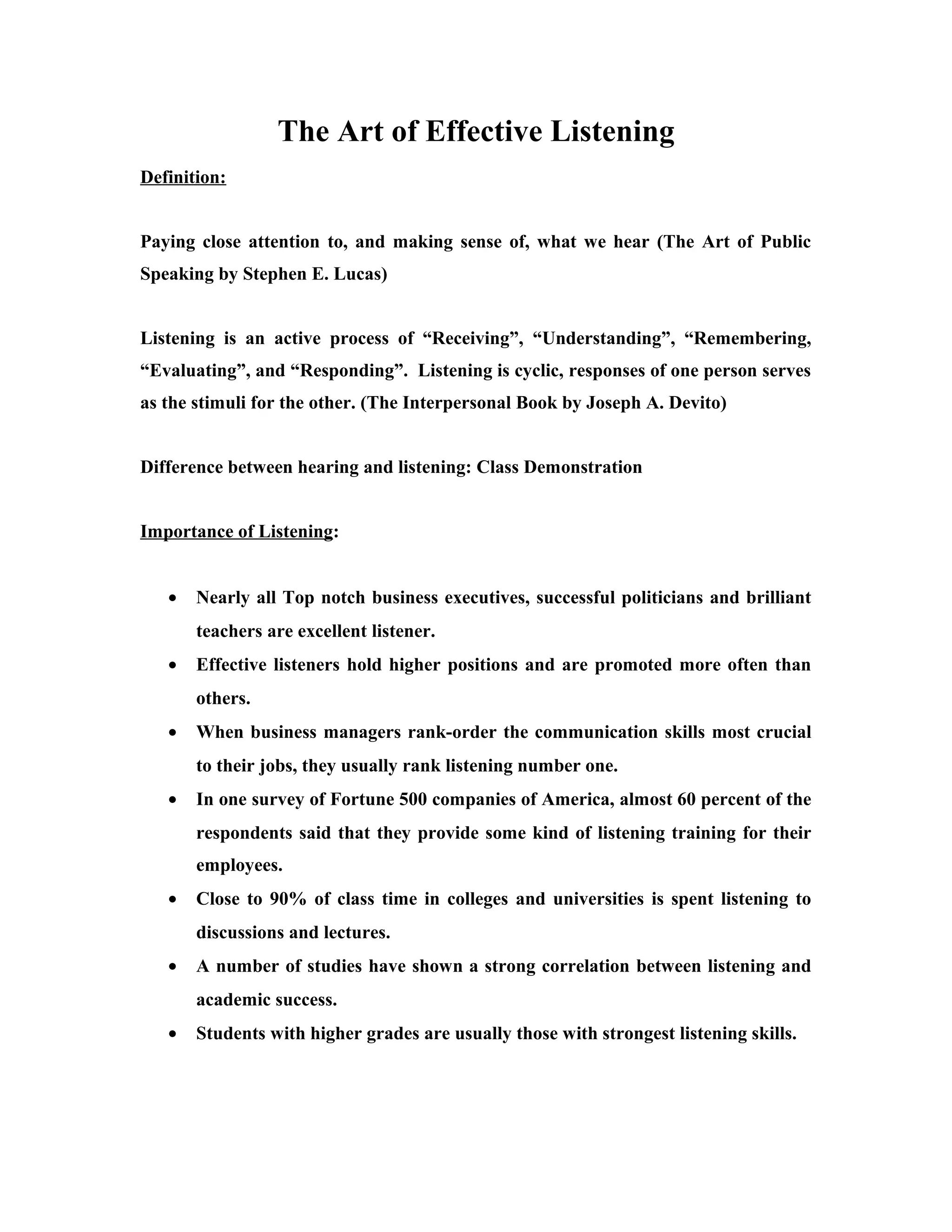 The art of listening | DOC