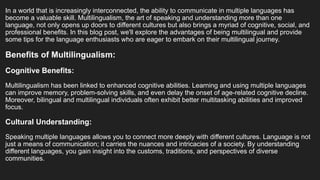 The Art of Multilingualism: Benefits and Tips for Language Enthusiasts ...