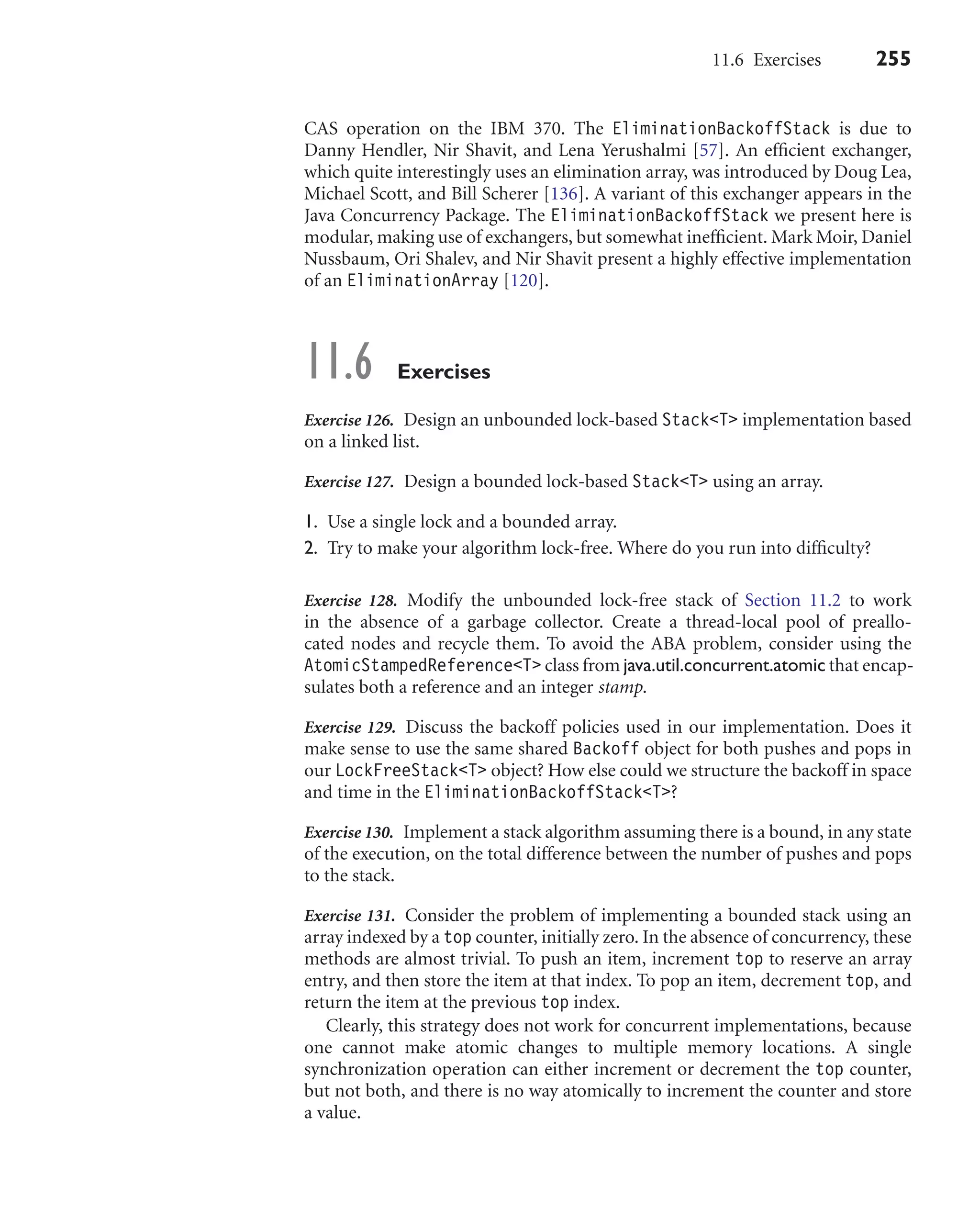 Concurrent Stacks and Elimination : The Art of Multiprocessor ...