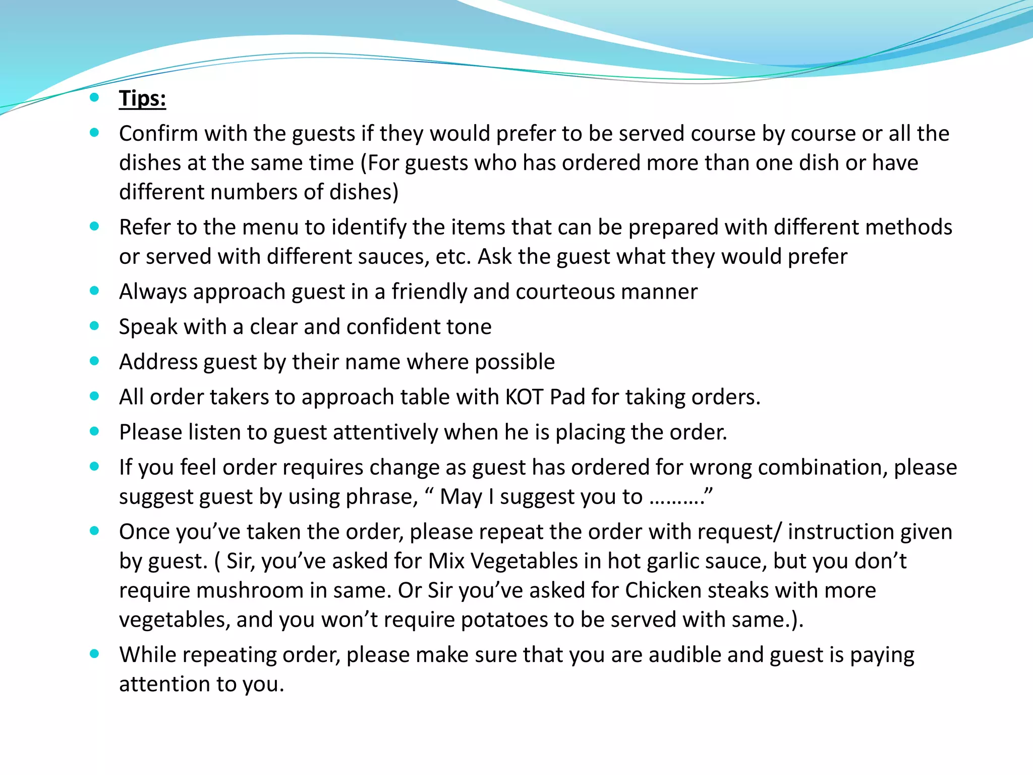 The art of Order Taking | PPTX